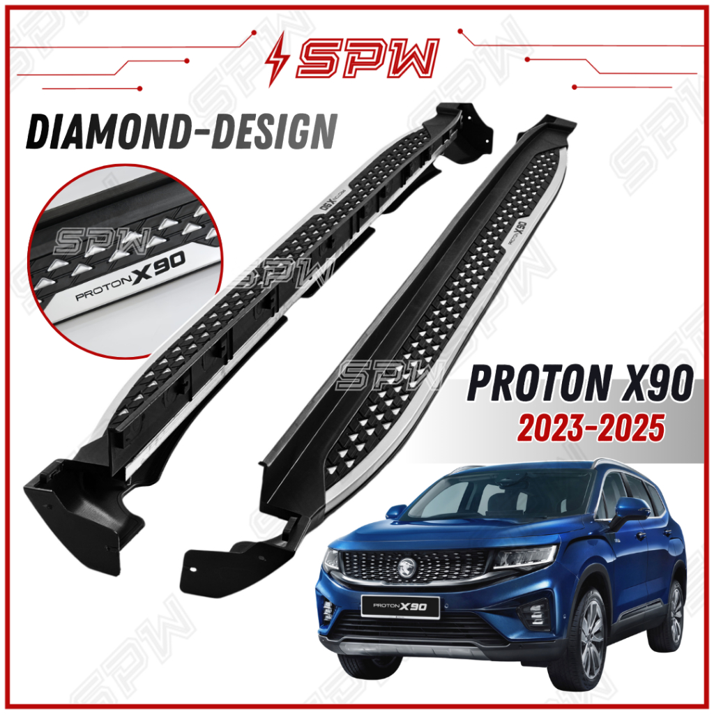 Proton X90 X-90 (2023-2026) Diamond 4" Running Board Side Step Logo ...