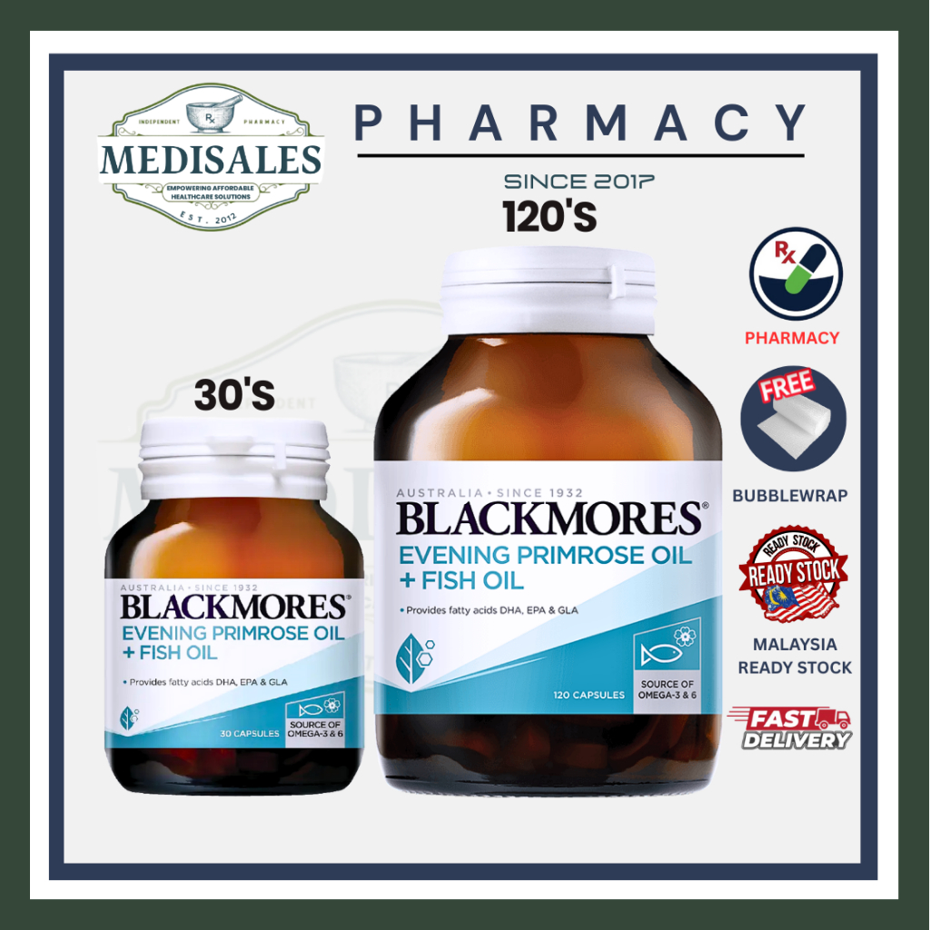 BLACKMORES EVENING PRIMROSE OIL ( EPO ) + FISH OIL CAP 30'S | 120'S ...