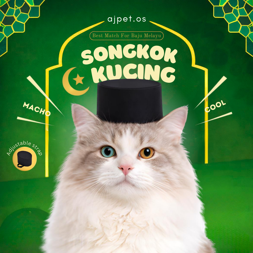 AJPET Songkok Kucing Jantan Raya 2026 Songkok Kucing Hitam Baju Melayu ...