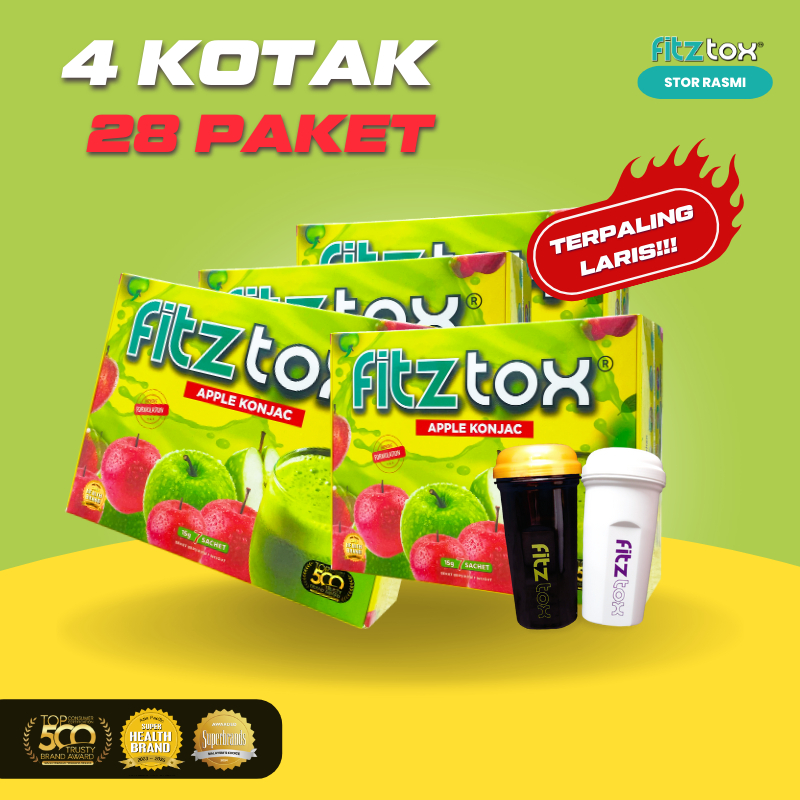 Fitztox Apple Konjac 4 Box ( 28 Sachet ) | Minuman Detox & Kawalan ...