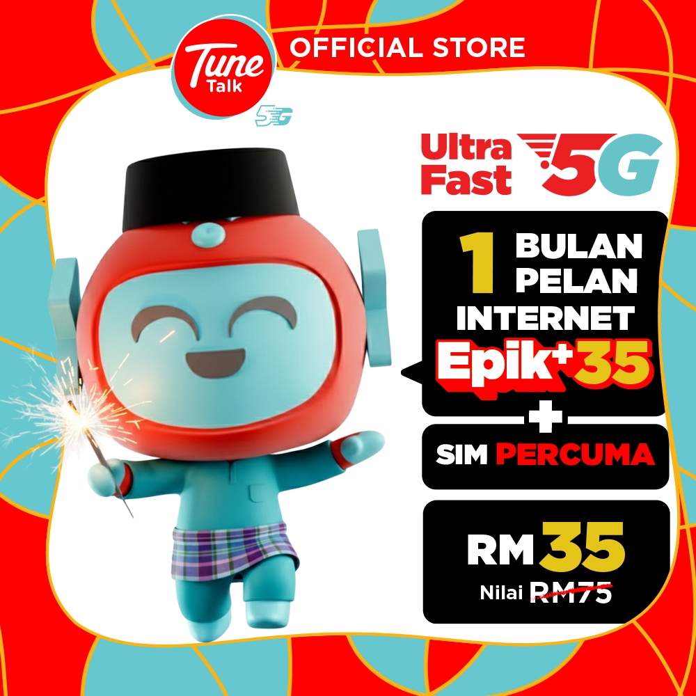 Tune Talk Epik+ 35 (1 Bulan) Kad SIM | 150GB Internet 5G/4G Tanpa Had ...