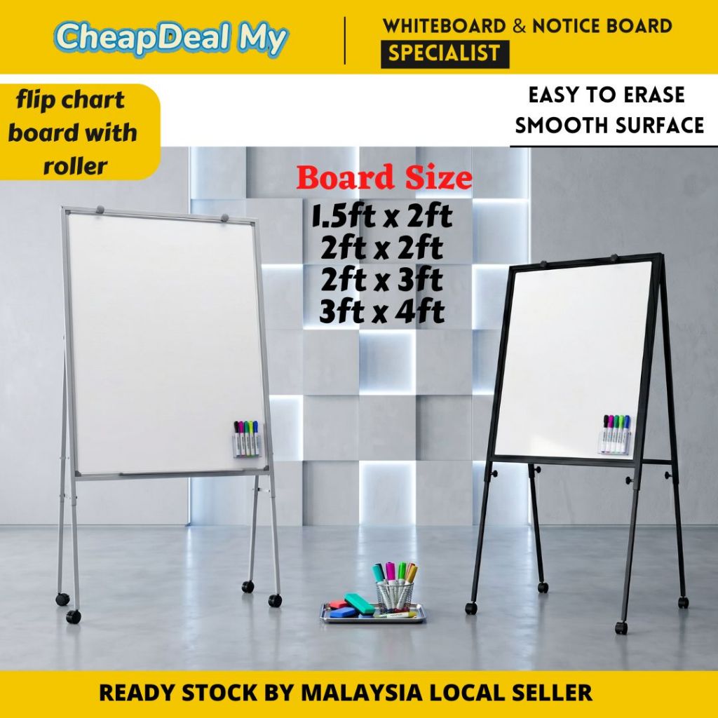 CheapDealMy Whiteboard Flip Chart Board All Size - Black /White (1.5 x ...