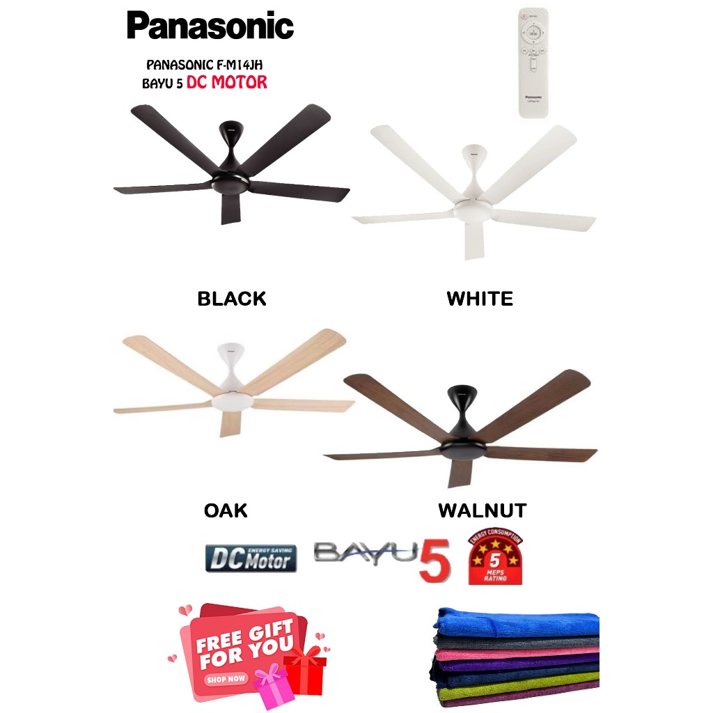 Panasonic Bayu 5 F-M14JH (2025 NEW MODEL) DC MOTOR SAVING ENERGY BLACK ...
