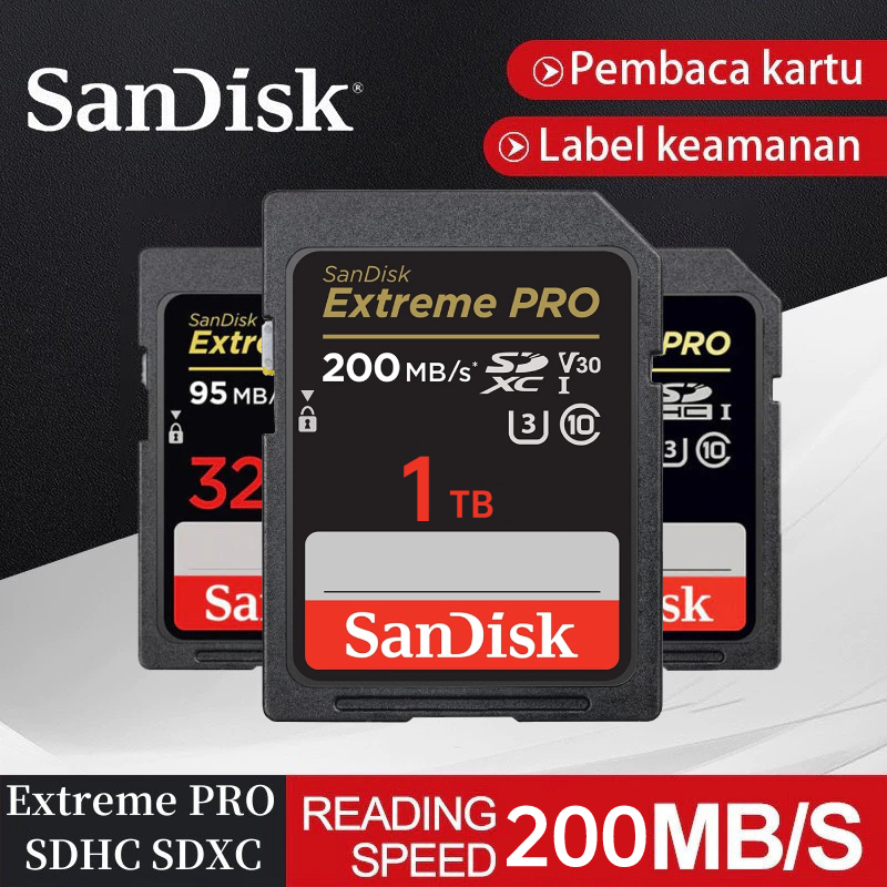 SanDisk Extreme PRO SD Card 200MB/s 128/256/512GB V30 4K UHD UHS-I for ...