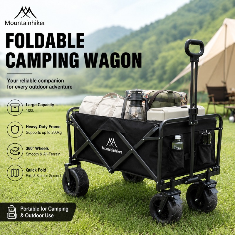 Mountainhiker outdoor handcart, folding design, 200kg load capacity ...