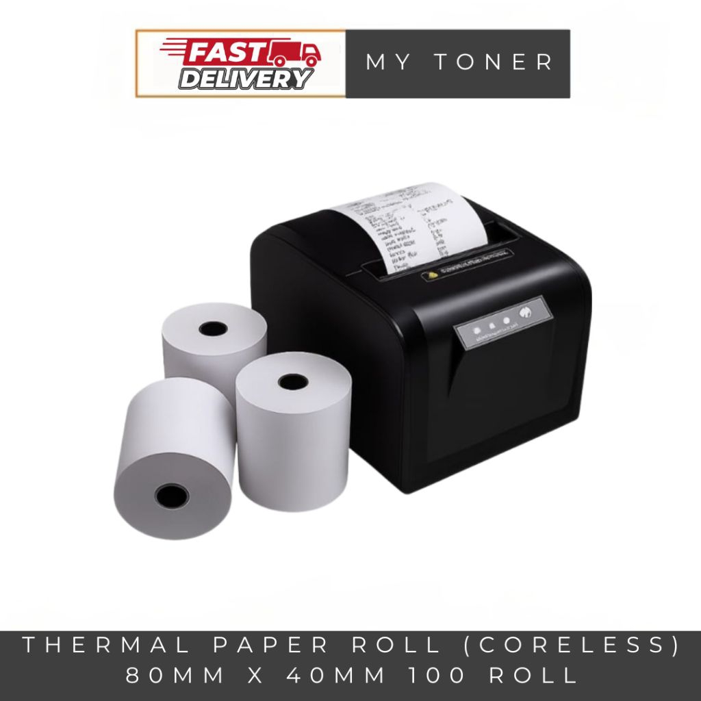 [🔥FLASH SALES🔥] 80MM X 40MM THERMAL PAPER ROLL (CORELESS) (50 ROLL ...