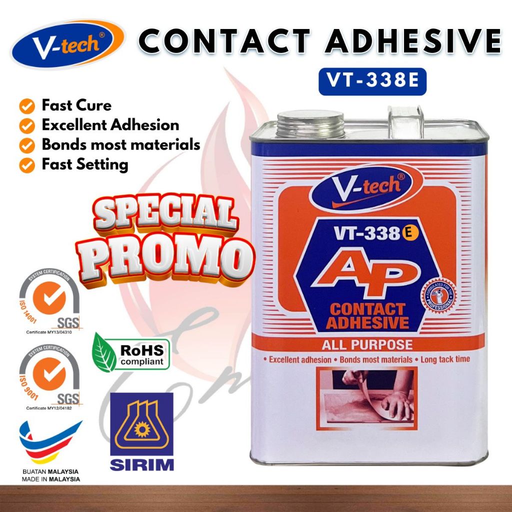 Vtech VT338E (3L) Contact Adhesive Glue Carpet/ Laminate Glue / Leather ...