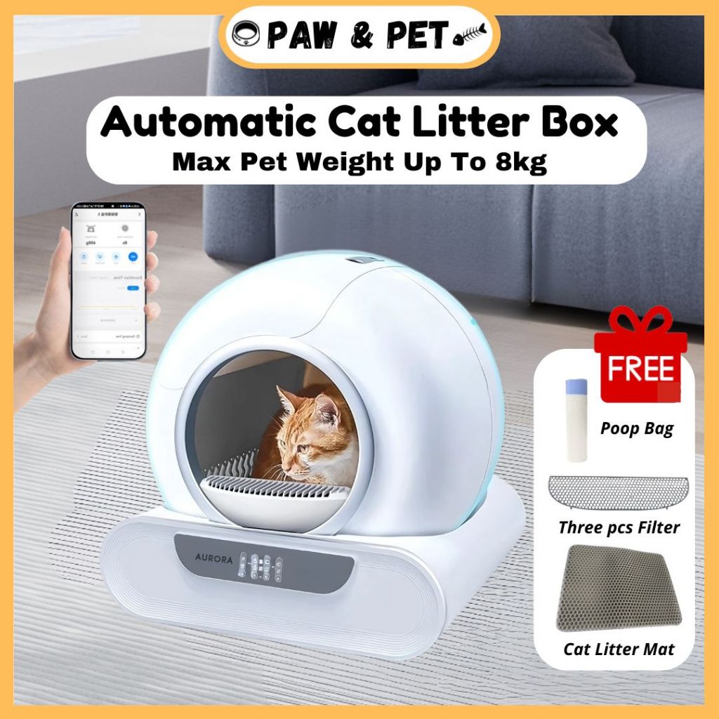 Aurora Automatic Cat Litter Box With Mobile Apps Control Self Cleaning ...