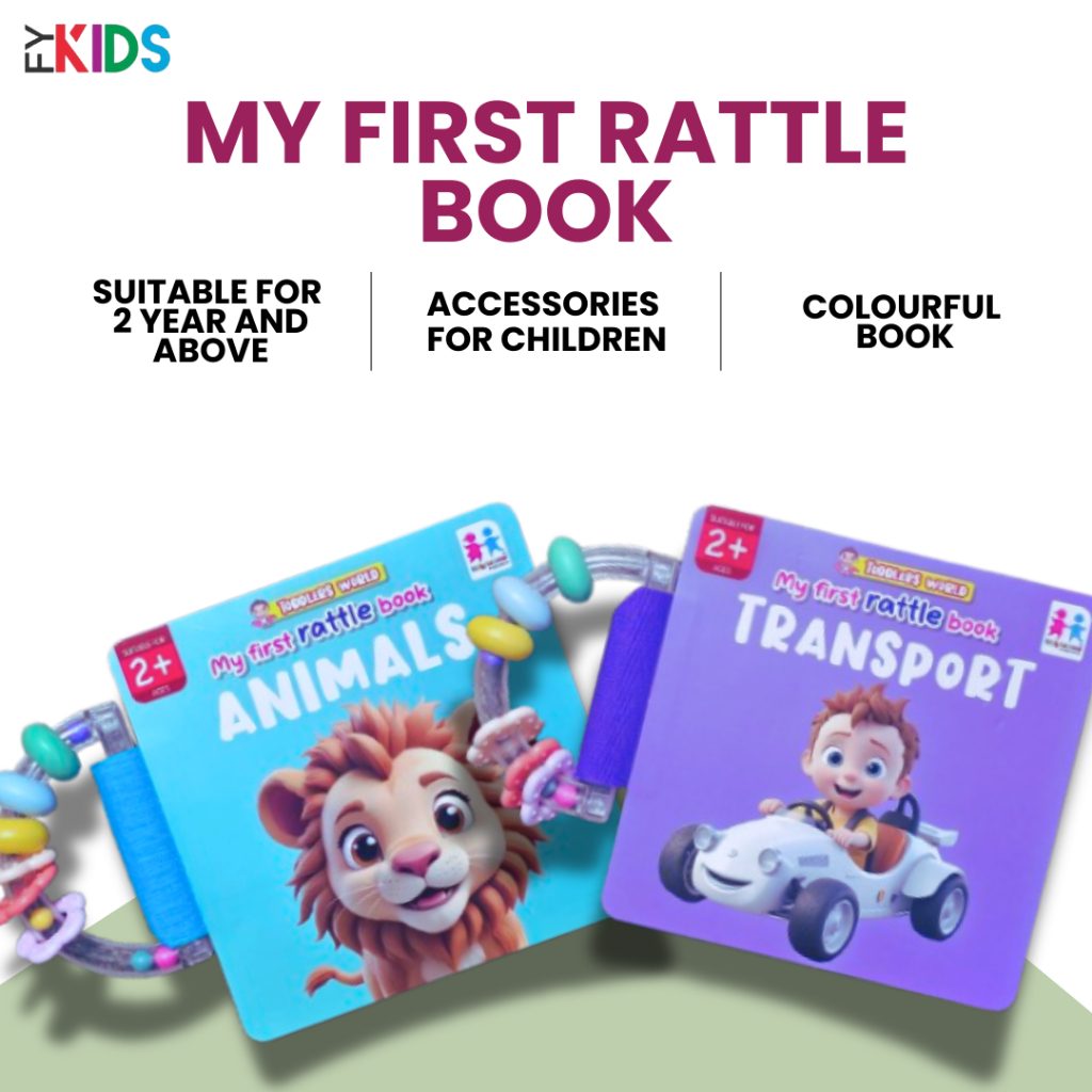 FYKIDS- MY FIRST RATTLE BOOK - transport - animals - books for kids ...