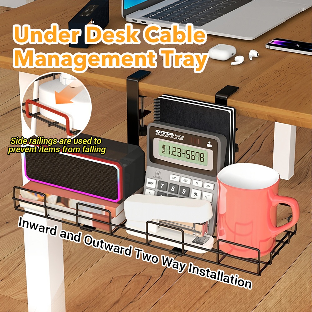 Under Desk Cable Management Rack No Punching Wire Row Storage Rack ...