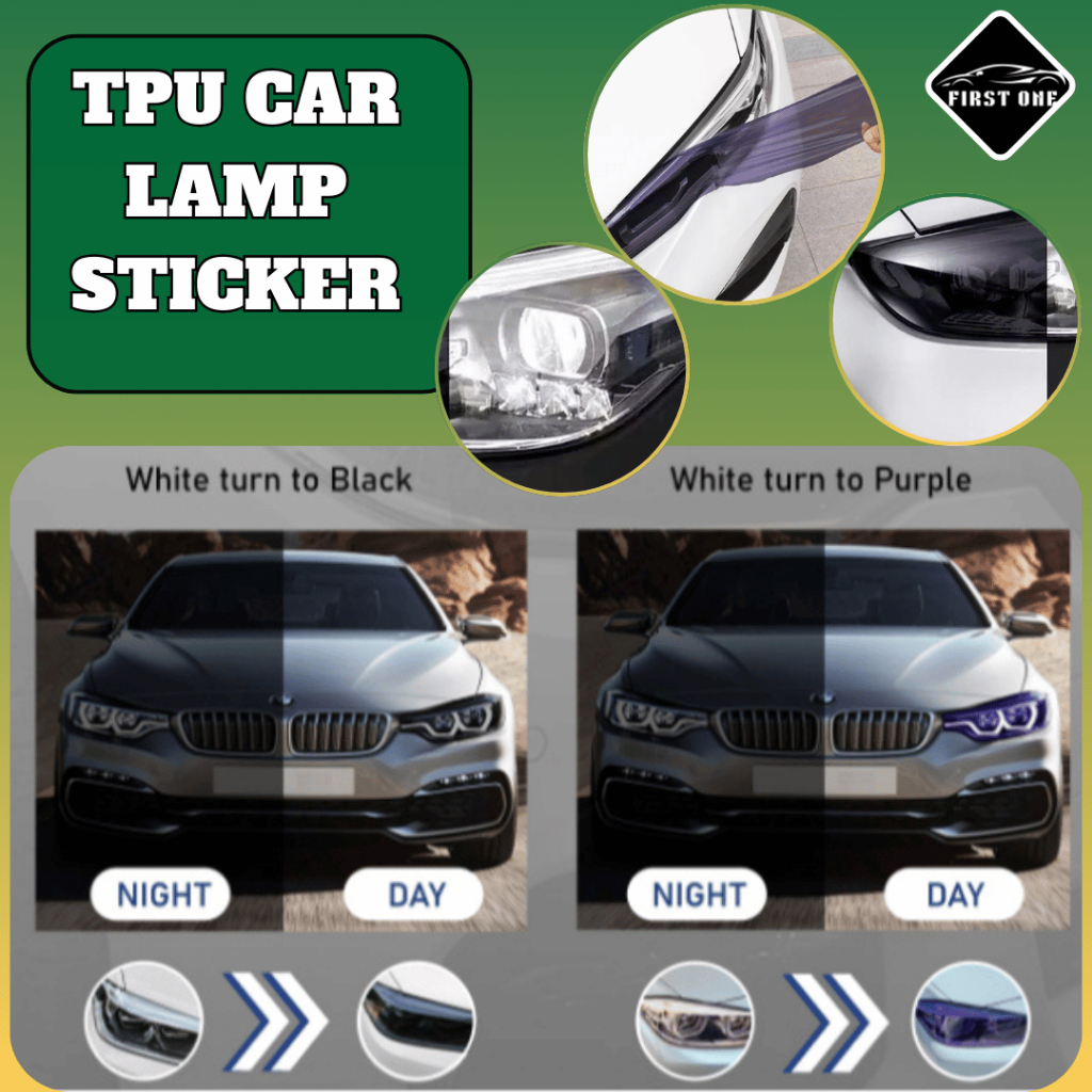 TPU Photochromic Film Car Lamp Sticker Clear to Black / Clear to Purple ...