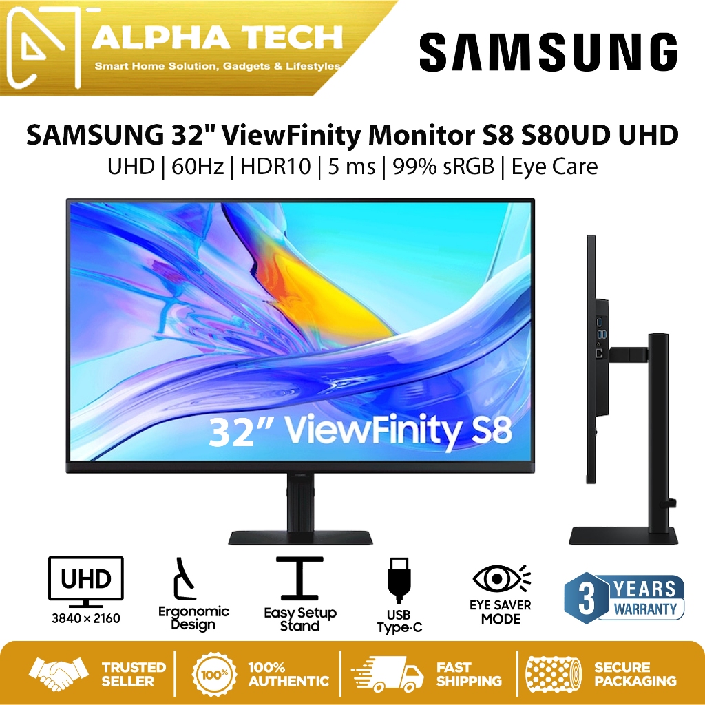 SAMSUNG 32" ViewFinity Monitor S8 S80UD UHD LS32D804UAEXXS - UHD | 60Hz ...