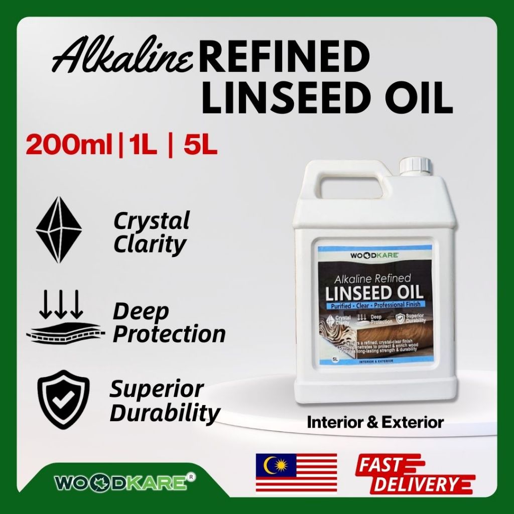 Woodkare Alkaline Refine Linseed Oil 200ml / 1L | Shopee Malaysia