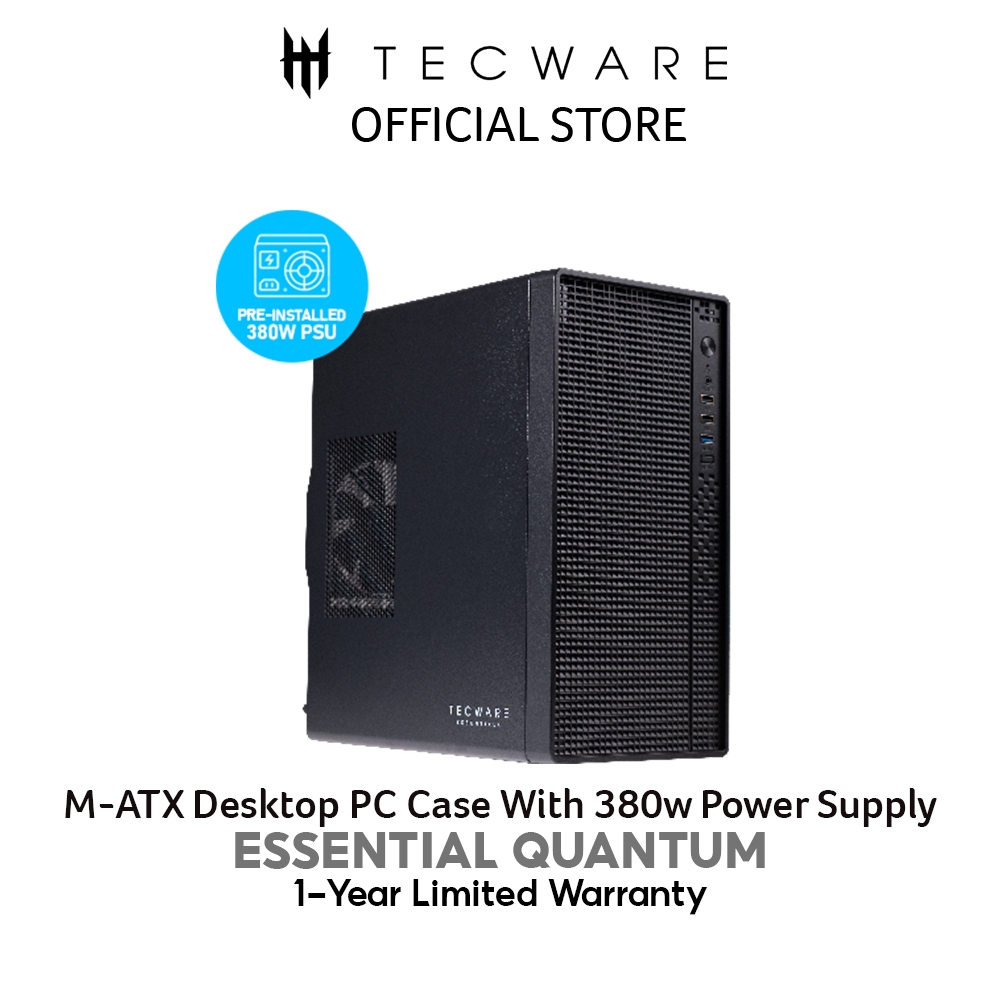 TECWARE ESSENTIAL QUANTUM M-ATX DESKTOP PC CASE / CASING WITH 380W ...