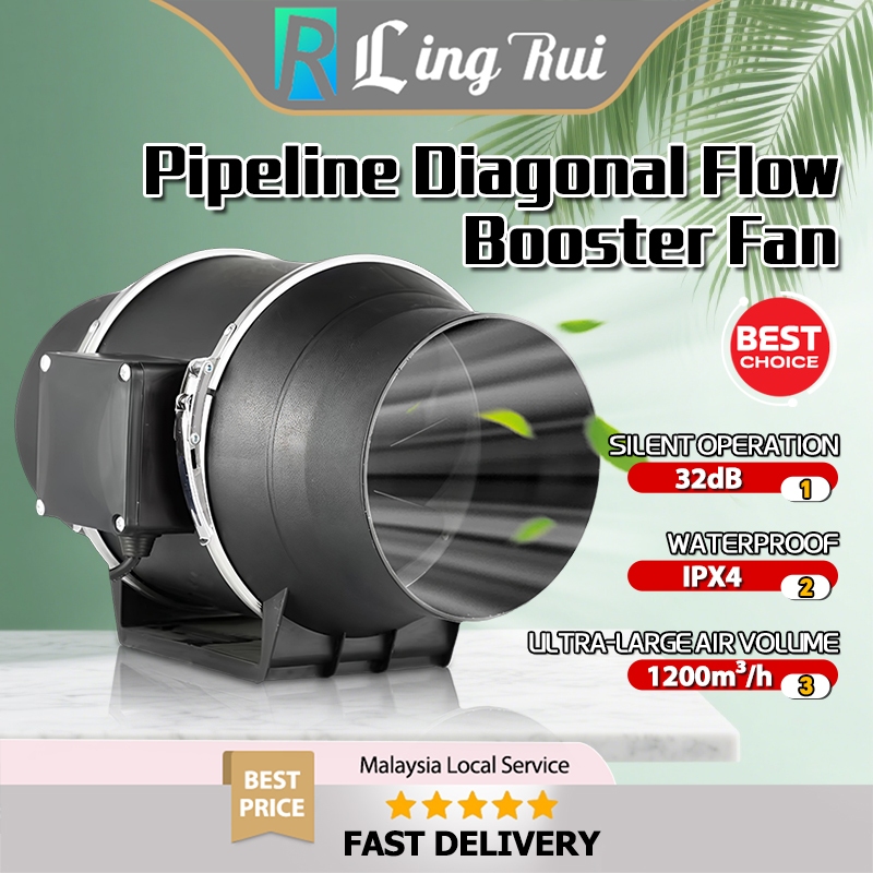 Kipas Ekzos 4"/5"/6"/ 8"Duct Diagonal Flow Pressurized Fan High Suction ...