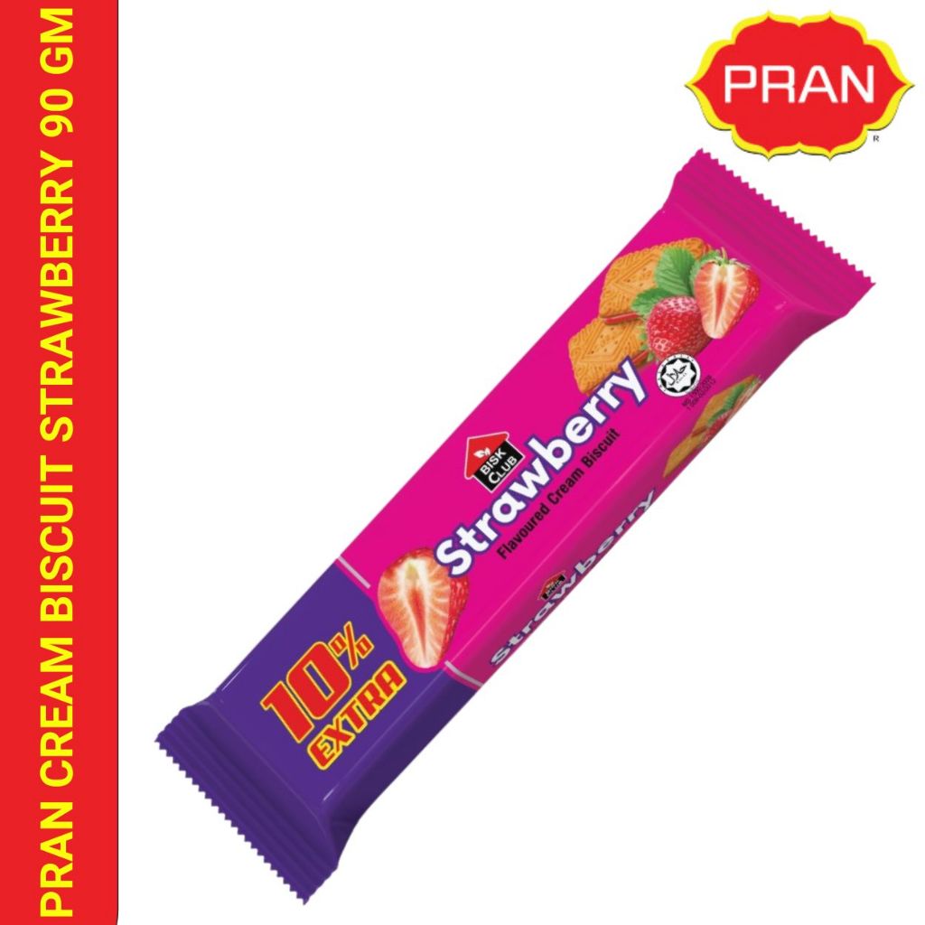 PRAN Bisk Club Cream Biscuit - Strawberry (90g) | Shopee Malaysia