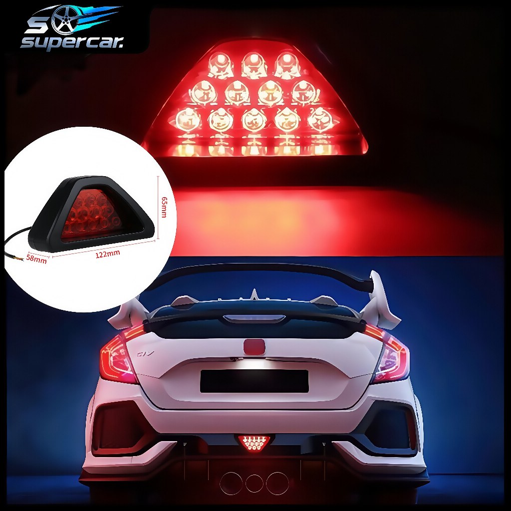 12V Universal F1 Flashing Third Brake Light 12 LED Triangle Car Brake ...
