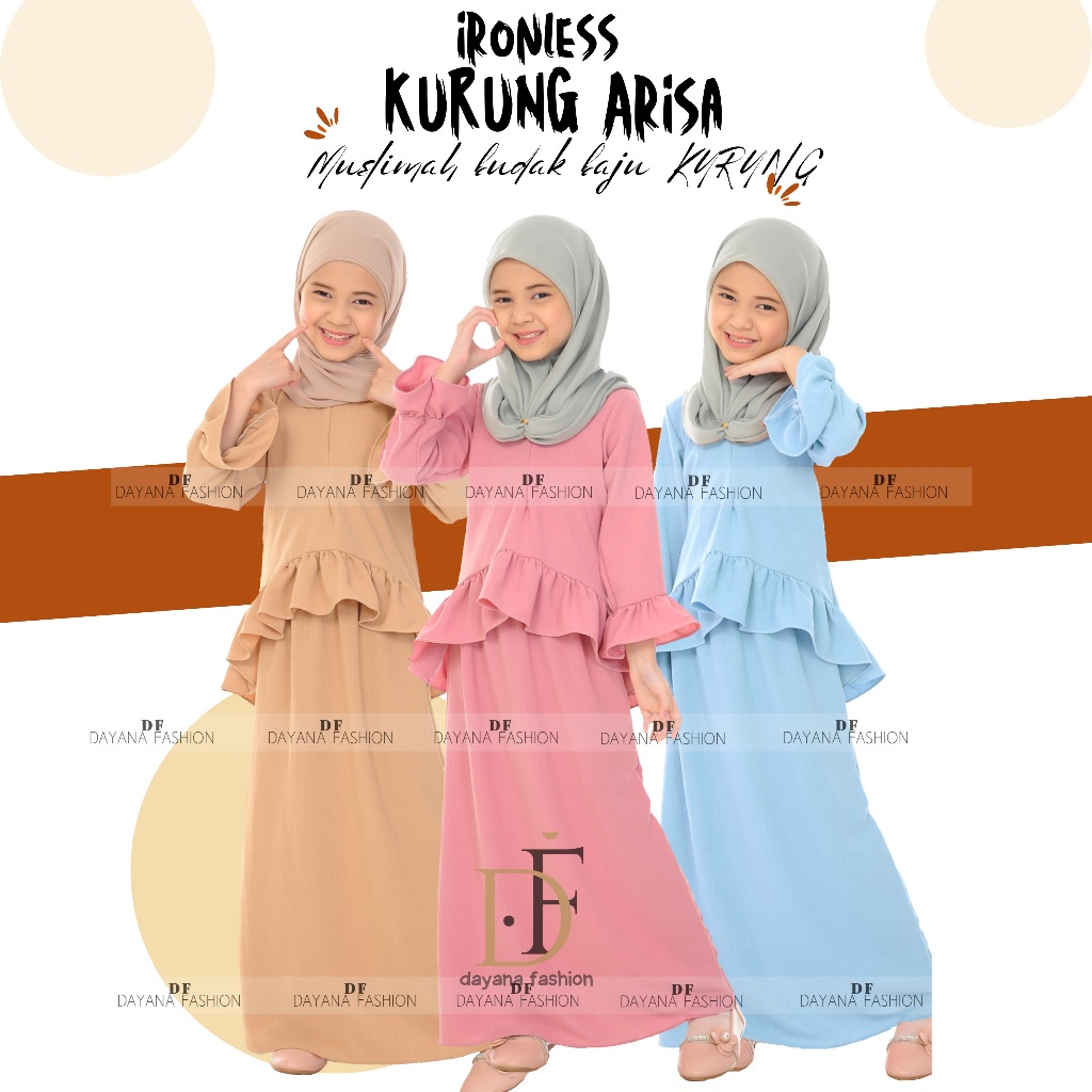 RAYA 2026 Baju Kurung Hajjar Dress Muslimah Tanpa Iron Cey untuk Budak ...