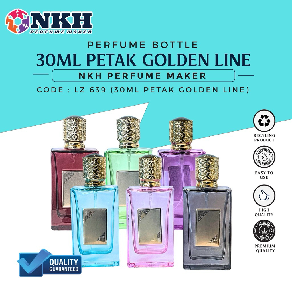 [ 1 PCS ] BOTOL KOSONG MINYAK WANGI 30ML PETAK GOLDEN LINE ( LZ 639 ...
