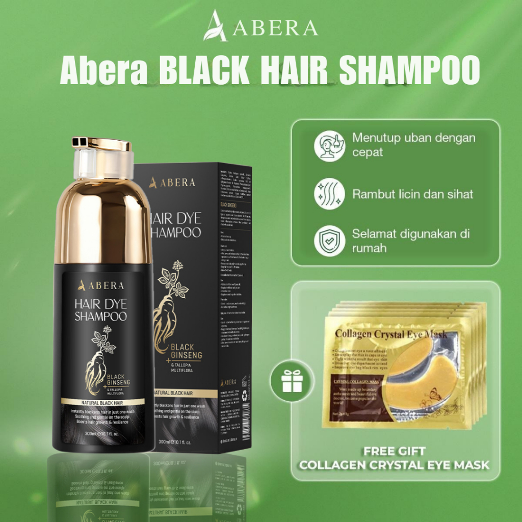 Abera SYAMPU PEWARNA RAMBUT HITAM, Syampu pewarna rambut herba buih untuk digunakan di rumah ...