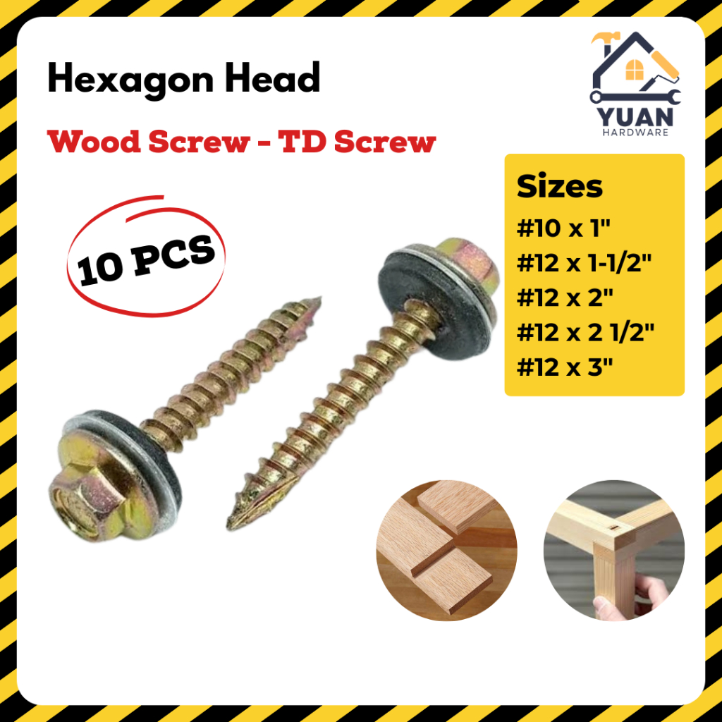 [10pcs] Hexagon MK TD Srew With Washer | Self drilling screw | Screw ...