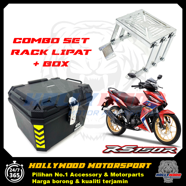 STAINLESS STEEL RS150 MONORACK LIPAT JB STYLE + 45L ABS TOP BOX ...