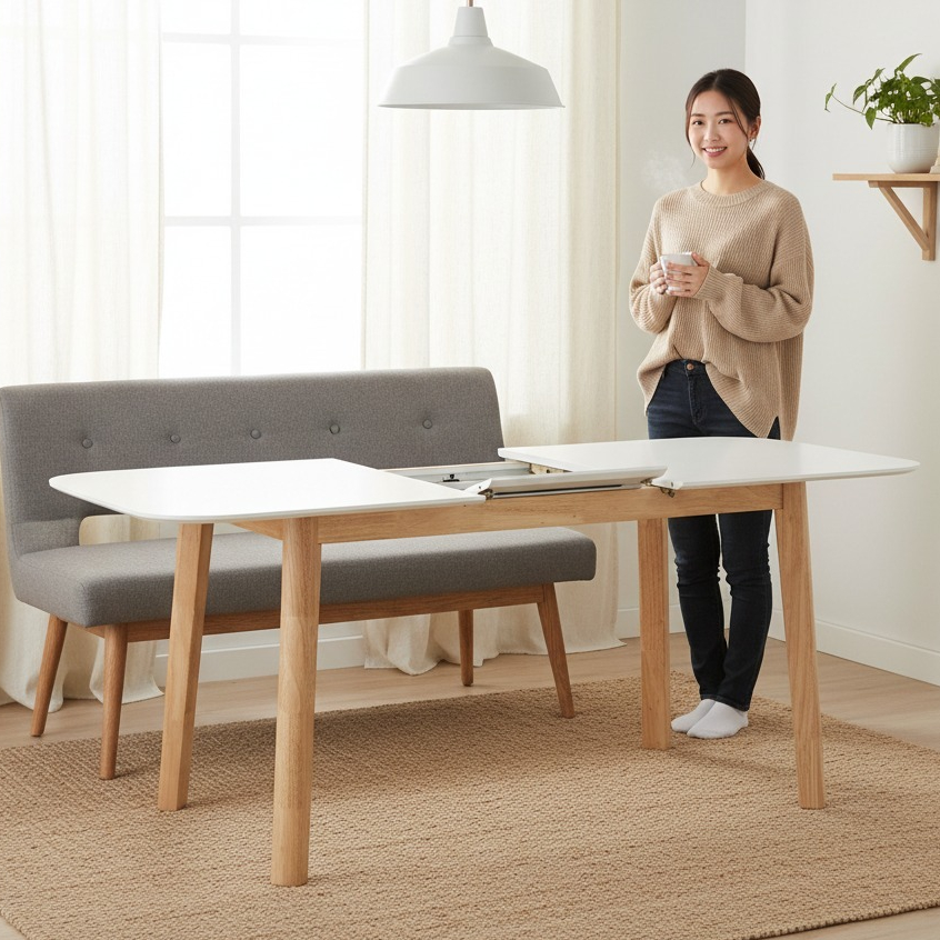 Furniture Direct WOYER Solid Rubberwood Extension Dining Table meja ...