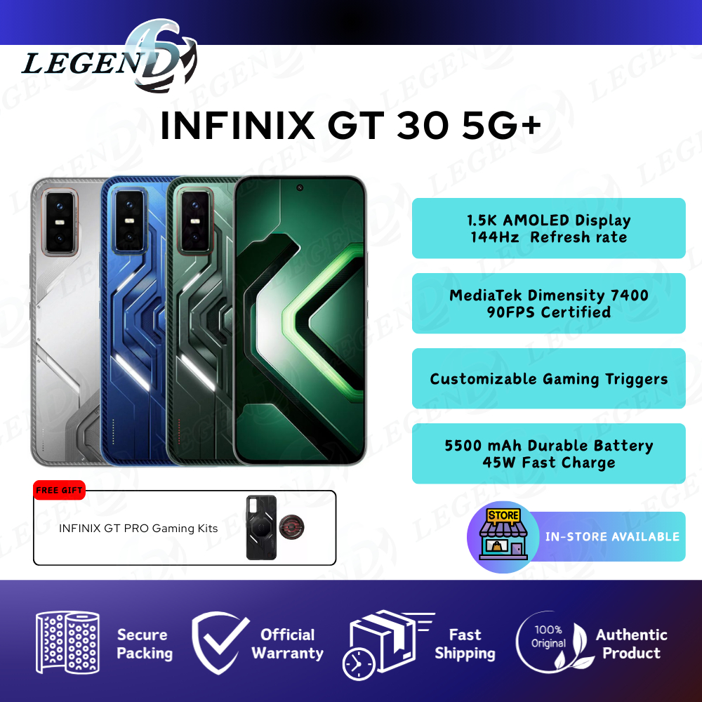 [MY Set] Infinix GT 30 5G+ (8GB+256GB) Original Smartphone 144hz 1.5K ...