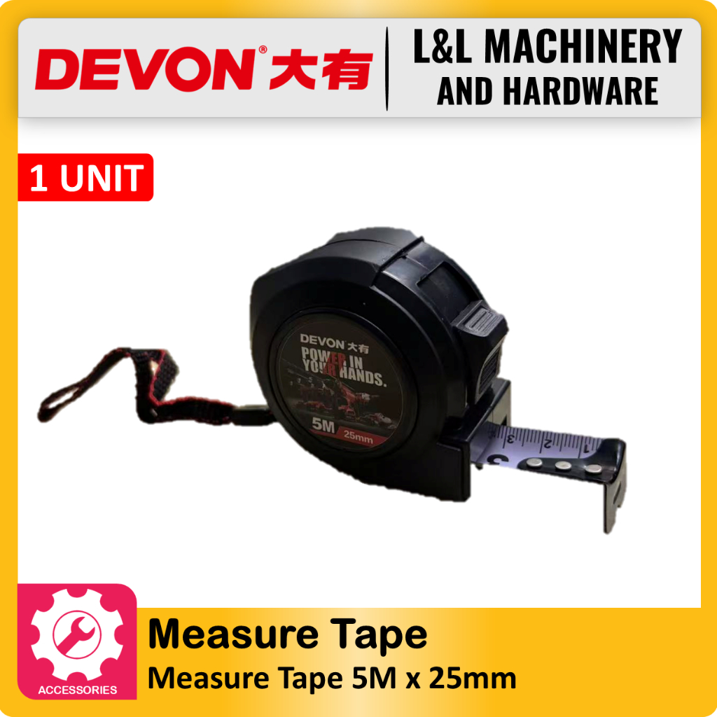 DEVON Measure Tape 5M x 25mm ( Measure Accessories ) | Shopee Malaysia