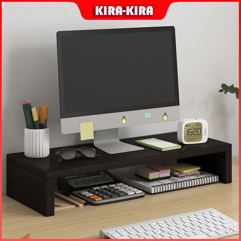 Korean Ins Wooden Monitor Stand 1-2 Layer Desktop Rack Study Home ...