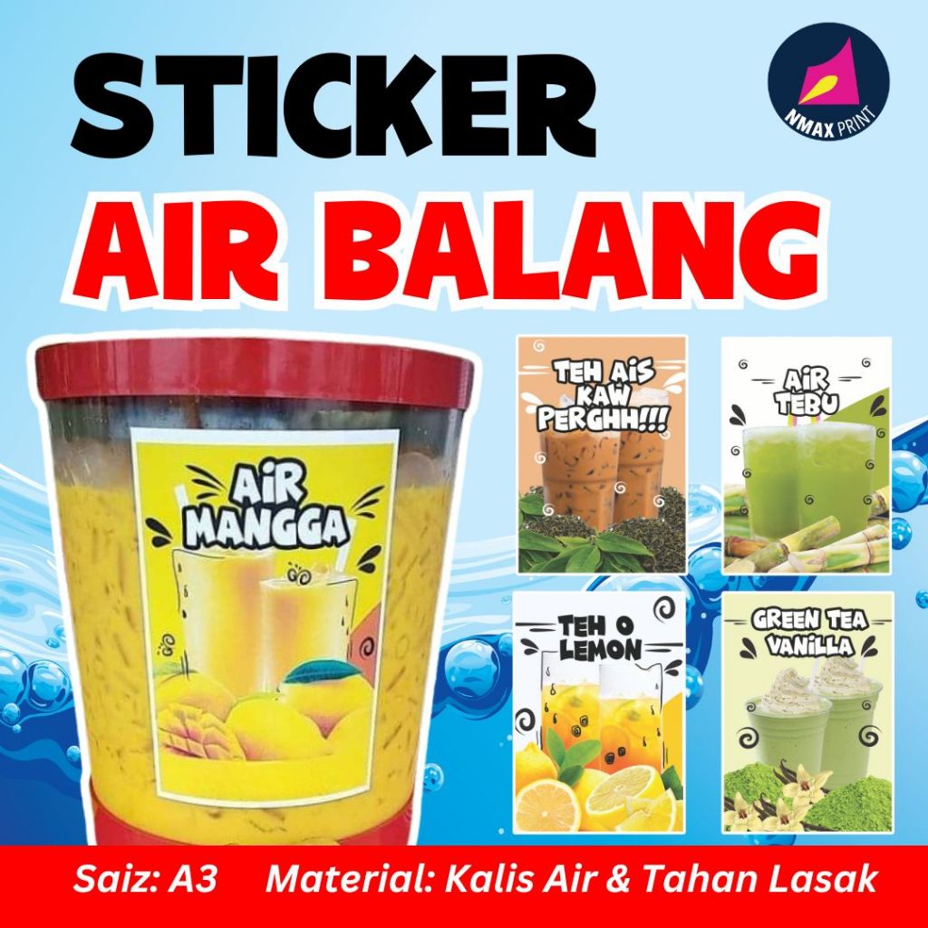 Sticker Aneka Air Balang / Sticker Air Jagung Teh Ais Manggo - Design ...