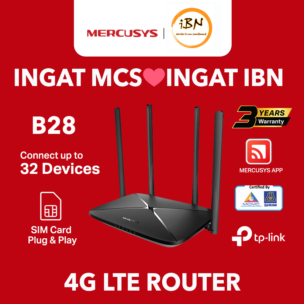 Mercusys MB115-4G 4G LTE Router 300Mbps | SIM Plug & Play | 4 Antennas ...