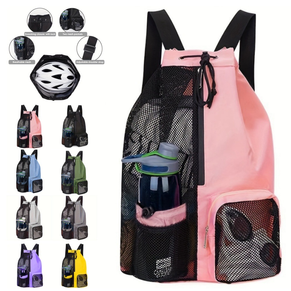 BHC Wet Dry Separate Mesh Drawstring Swimming Swim Bag Backpack Beg ...