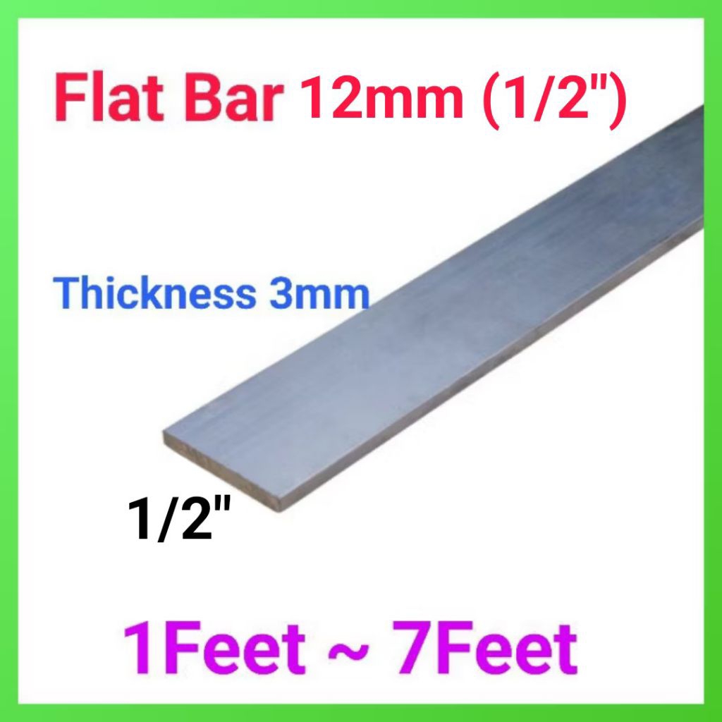 12mm (1/2") FLAT BAR(Mild Steel Besi) Thickness 3mm (1Feet~7Feet) (FLB ...