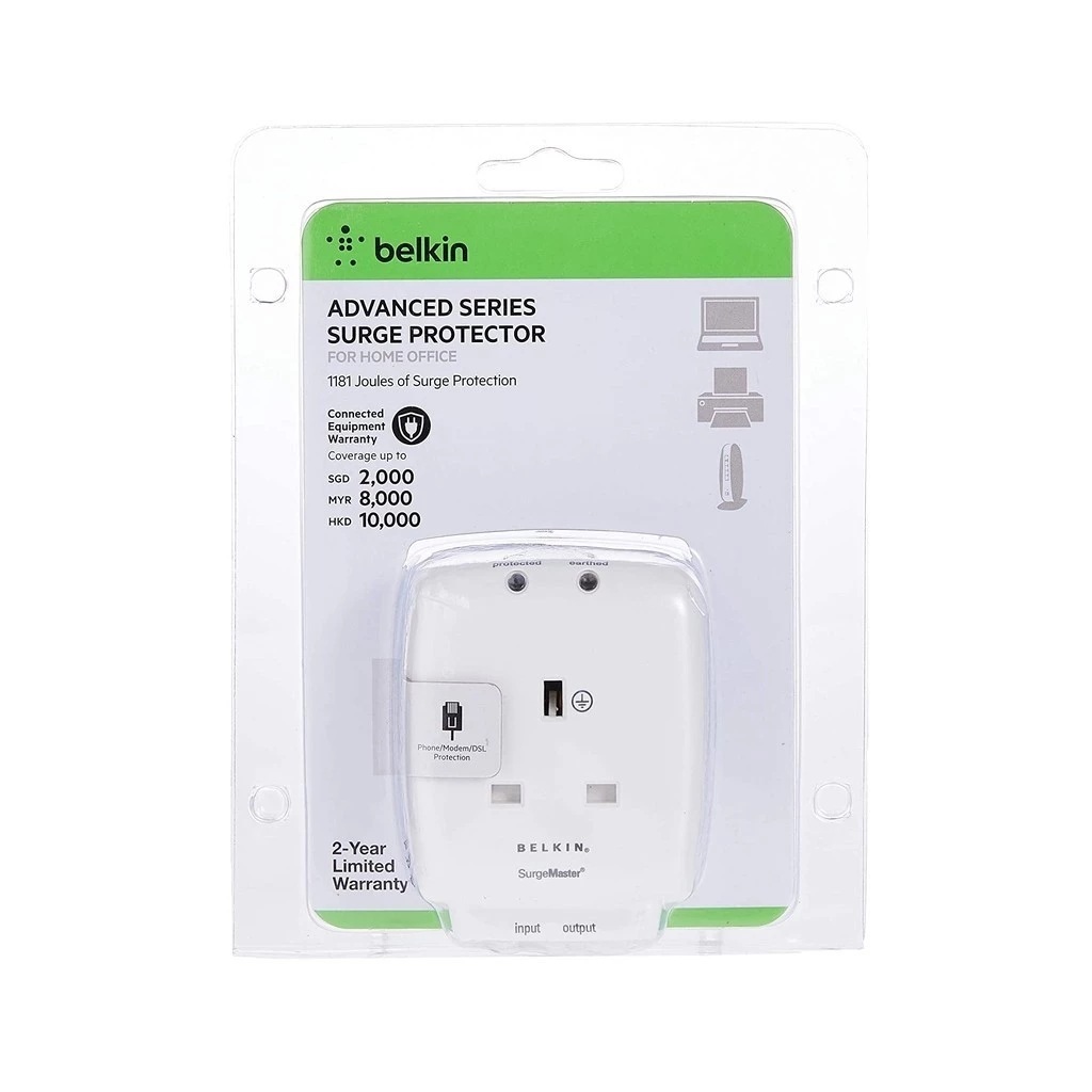 BELKIN Home Series 1-Outlet SurgeCube F9H110VSACW / Surge Protector ...