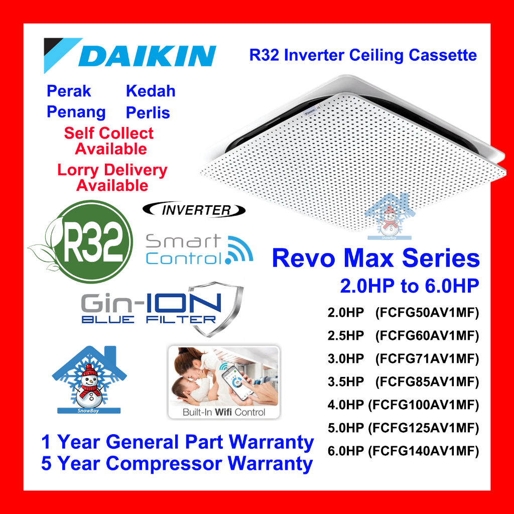 Cassette ⬆️ DAIKIN R32 Inverter Ceiling Cassette Air-Conditioner FCFG ...