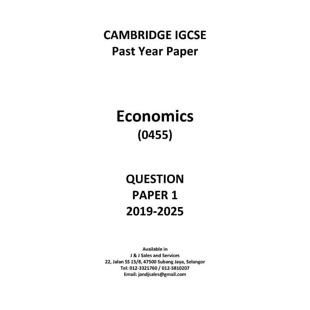 IGCSE Economic (0455) Past Year Paper 2019-2025 | Shopee Malaysia