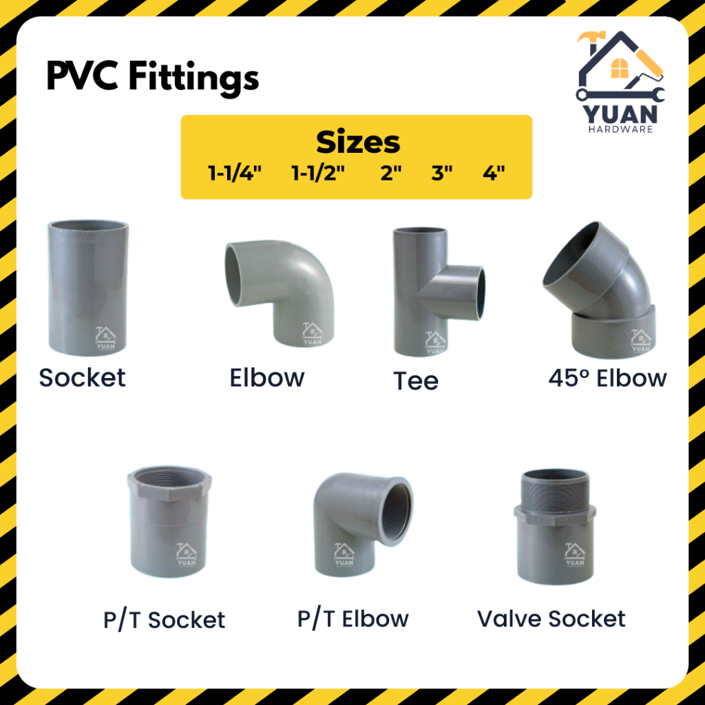 1 1/4" ~ 4" 32mm ~ 100mm PVC Fitting Paip Kelabu | Socket Elbow Tee P/T ...