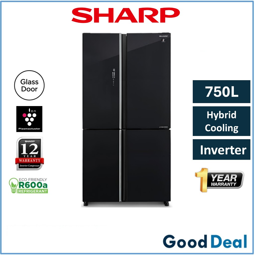 Sharp SJF921VGK Black / SJF921VGW White / SJF922VGM 750L Glass Door ...
