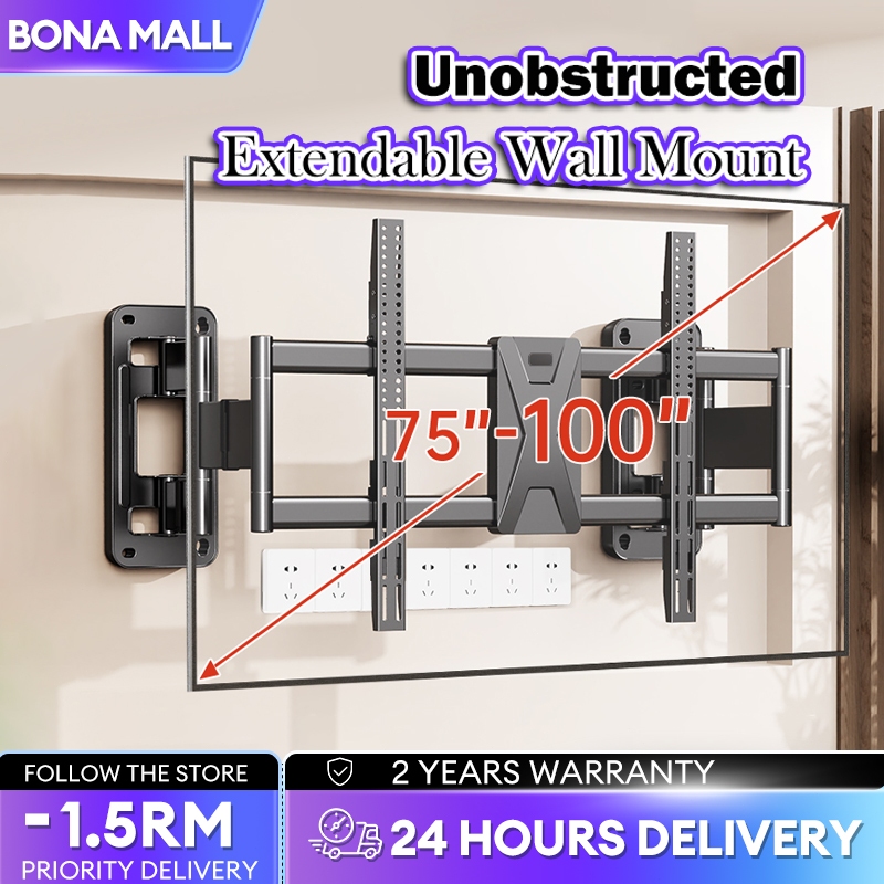 Universal TV Retractable Wall Mount, Non-Blocking Socket, Split Ultra ...
