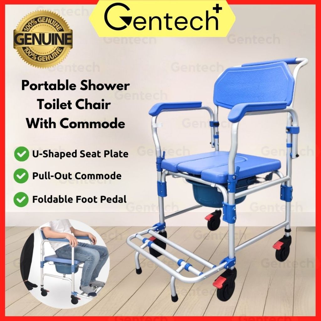 Portable Shower Toilet Chair Aluminum With Commode Waterproof Bathroom ...