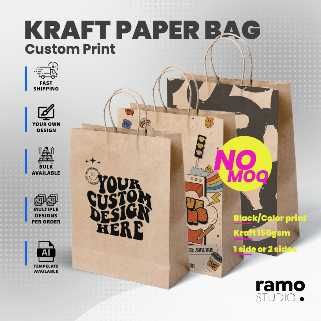 Kraft paper bag custom design print | Bag Custom | Printing Kraft bag ...