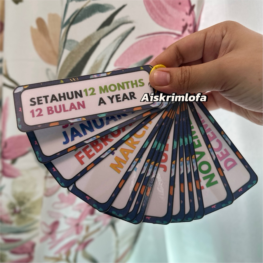 Mengenal 12 Bulan Dalam Setahun Bahasa - English 12cmx4cm / 12月一年 / 12 ...
