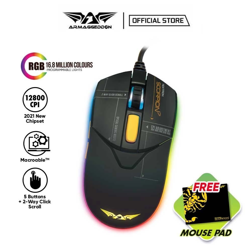 Armaggeddon Scorpion 7 Wired 12800 CPI RGB Gaming Mouse | 5 Button ...