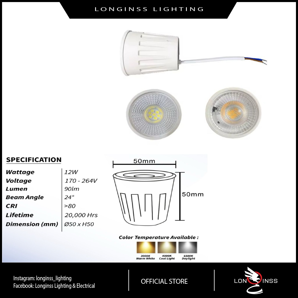 LED Module Light Bulb Spotlight Mentol 12w ( Daylight 6500k / Coolwhite ...