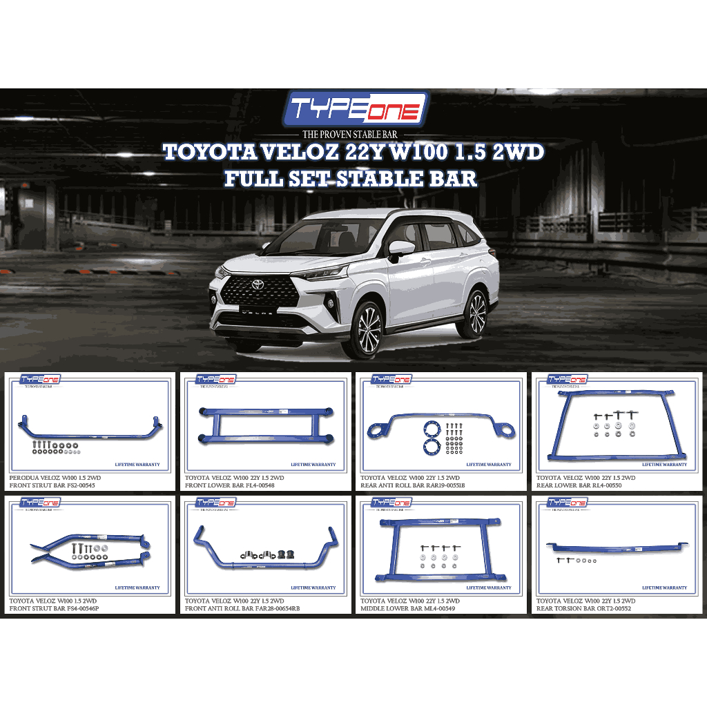 TOYOTA VELOZ 22Y W100 1.5 2WD FULL SET STABLE BAR COLOUR BLUE TYPE ONE ...