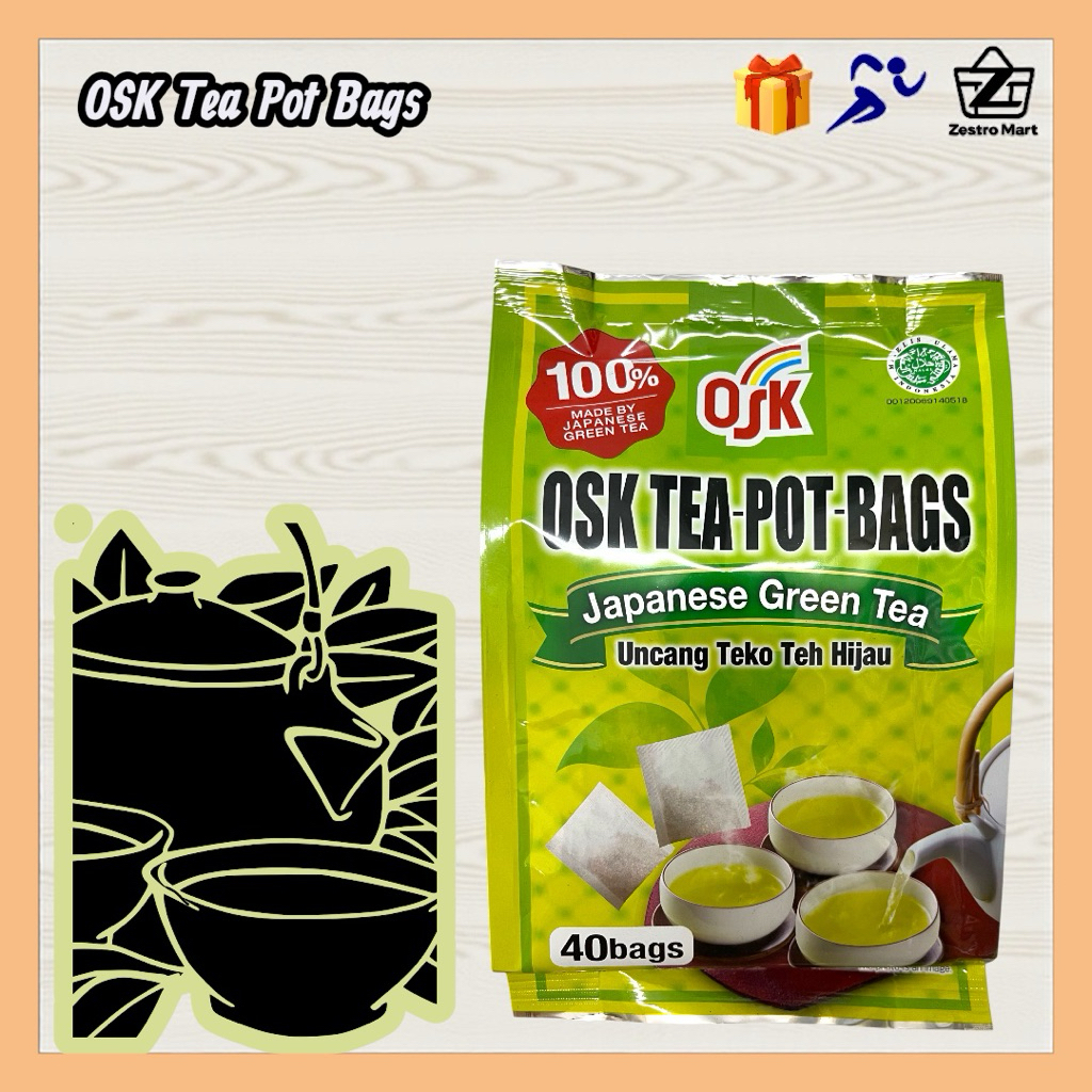 OSK Japanese Green Tea | Tea Pot Bags | 40 Bags | Teh Hijau | Shopee ...