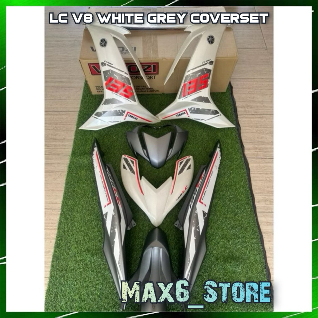 ORIGINAL VELOZI LC135 FI V8 VIRAL WHITE GREY COVER SET YAMAHA LC FI V8 ...