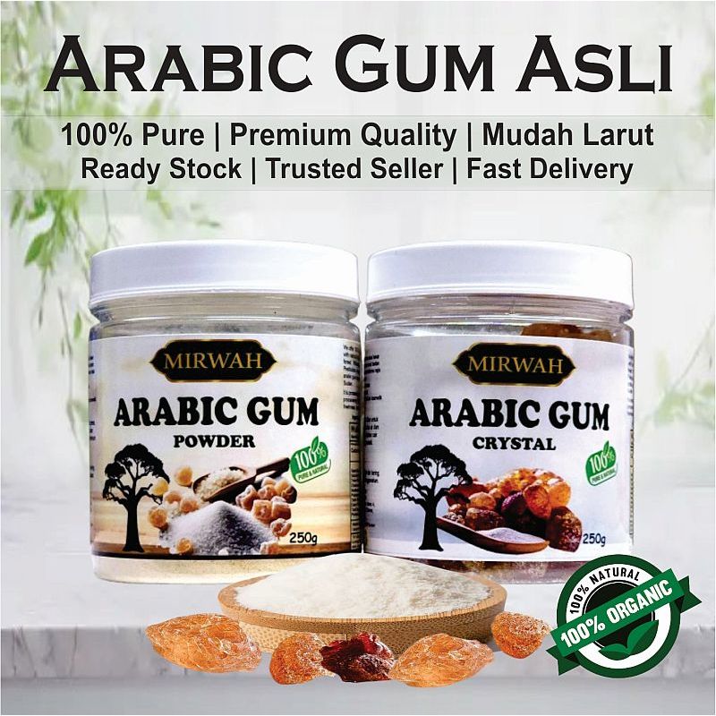 Arabic Gum Asli Gred A Premium Acacia Gum Serbuk Dan Kristal Sudan ...