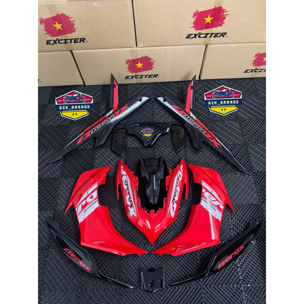🇻🇳COVERSET EXCITER MERAH AEROX YAMAHA NVX V2 HLY COVER SET CUSTOM RED ...